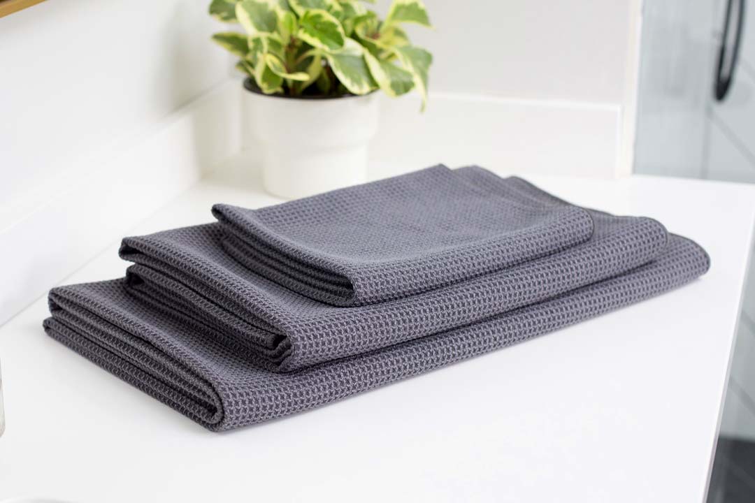 Premium Waffle Weave Bath Towel Set | Maker's Clean